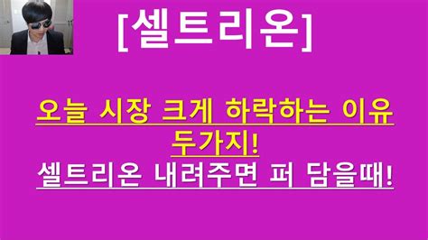 주식투자 셀트리온오늘 시장 크게 하락하는 이유 두가지셀트리온 내려주면 퍼 담을때 Youtube