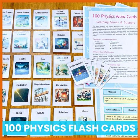 Physics Flash Cards 100 Key Words Homeschooling Science Teacher