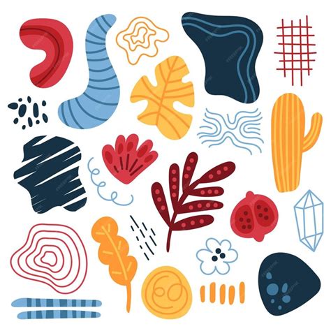 손으로 그린 추상 모양 컬렉션 무료 벡터