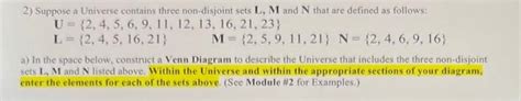 Solved 2 Suppose A Universe Contains Three Non Disjoint