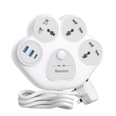 Huntkey Charge Station F20 6 In 1 Power Strip With 3 Ac Outlets 2 Us