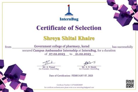 Shreya Khaire On Linkedin Internship Certification Intern