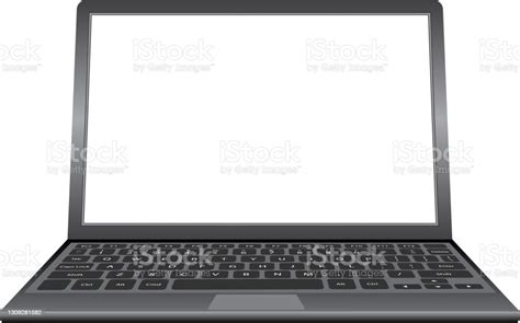 흰색 배경에 격리 된 빈 화면이있는 어두운 회색 노트북 벡터 일러스트레이션 0명에 대한 스톡 벡터 아트 및 기타 이미지 0명 노트북 열다 Istock