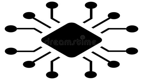 Silhouette Of Simple Isometric Schematic Chip Or Component For Microcircuits Isolated On White