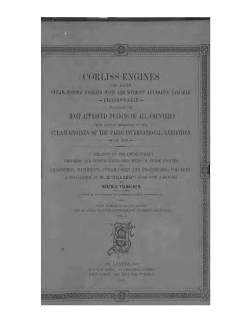 Corliss Engines And Allied Steam Motors 1879 Oxford Pdf