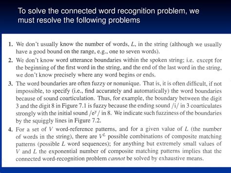 the connected word recognition problem problem definition given a