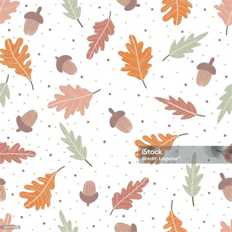 떡갈나무 잎과 도토리가 있는 매끄러운 패턴 가을 디자인 도토리에 대한 스톡 벡터 아트 및 기타 이미지 도토리 벡터 0명 Istock