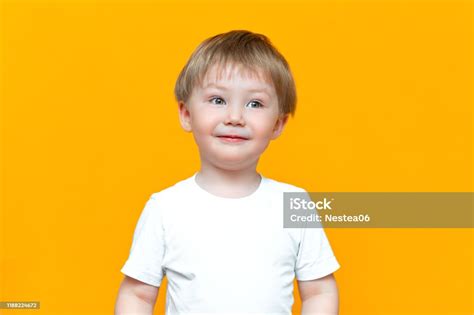 금발 머리와 녹색 눈을 가진 노란색 배경에 미소 행복 아이 3 세 혼합 레이스 반 아시아 반 백인의 초상화 건강관리와 의술에 대한 스톡 사진 및 기타 이미지 Istock