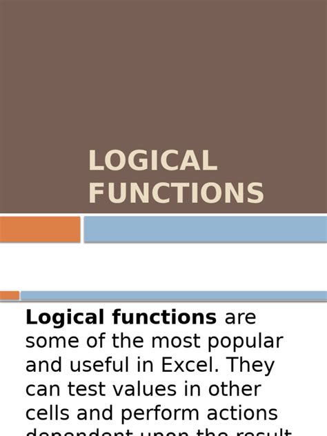 Lesson 8 Logical Functions Pdf