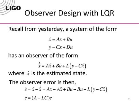 Lqr Linear Quadratic Regulator A State Space Optimal