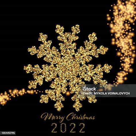 결혼 크리스마스 2022 금 텍스트 장식 검은 색 배경에 반짝반짝 밝은 황금 벡터 텍스처 휴일 인사말 카드 축하를위한 디자인 타이포그래피 개념에 대한 스톡 벡터 아트 및