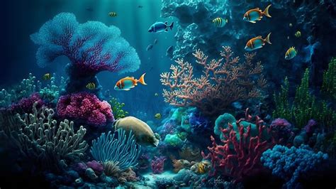Premium Photo Tropical Underwater Life Of A Coral Reef Neural Network Generated Art Wallpaper