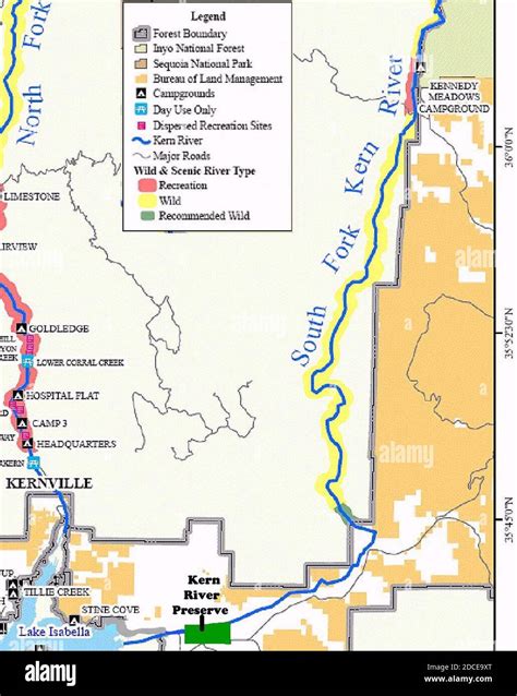 Kern River Preserve And Area Map Stock Photo Alamy
