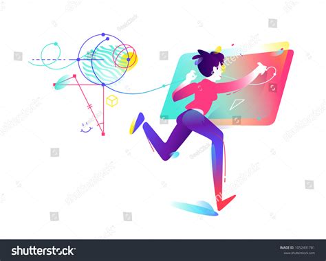Girl Solves Mathematical Problems Vector Illustration Stock Vector