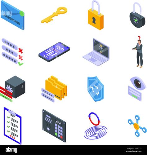 Password Recovery Icons Set Isometric Set Of Password Recovery Vector Icons For Web Design