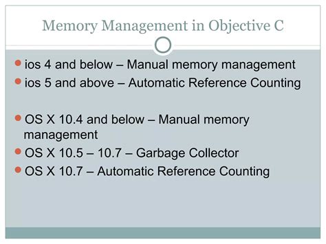 Memory Management In Objective C PPT