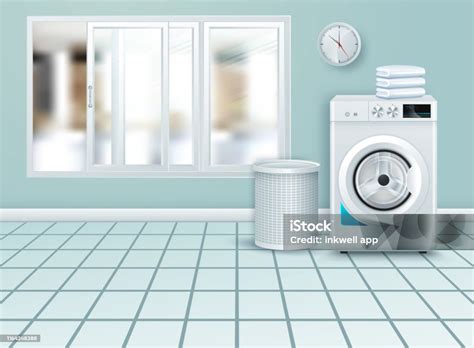 벡터 배경 3d 현실적인 현대 흰색 강철 세탁기 클로즈업 배경 Wacher의 디자인 템플릿 프론트 뷰 세탁 컨셉 가구에 대한 스톡 벡터 아트 및 기타 이미지 Istock