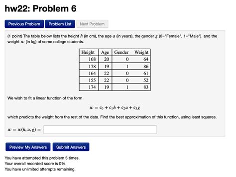 Solved Hw22 Problem 6 Previous Problem Problem List Next