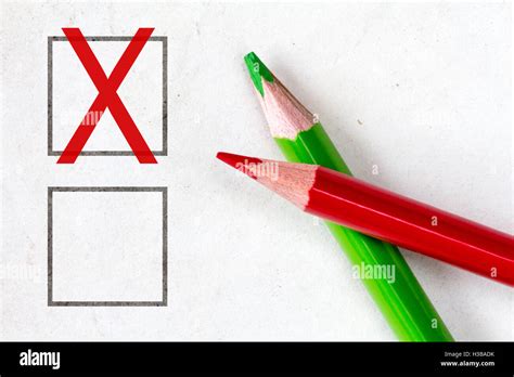Red And Green Pencils With Marking Checkbox Concept For Customer Satisfaction Surveyeducation