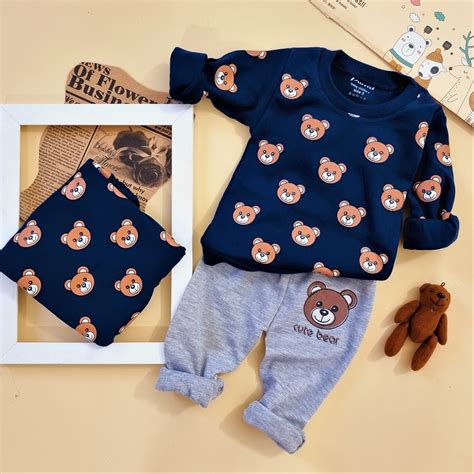 ست بلوز شلوار عروسکی تدی سورمه ای فروشگاه ویناشاپ