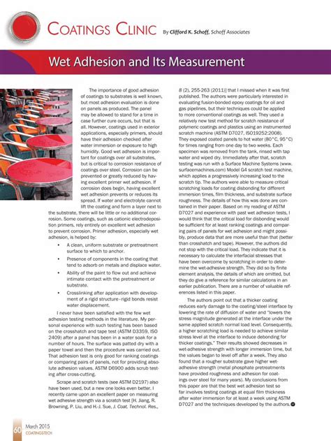 Pdf Wet Adhesion And Its Measurement Paint Org Pdf Filelift The Coating And Form A Layer