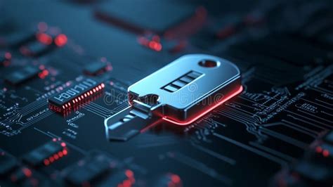 Digital Security Key On Circuit Board Close Up Stock Illustration Digital Security Key On Circuit Board Close Up Stock Illustration