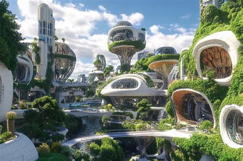 Exploring A Futuristic City With Bionic Buildings Showcasing Unique Architectural Designs And
