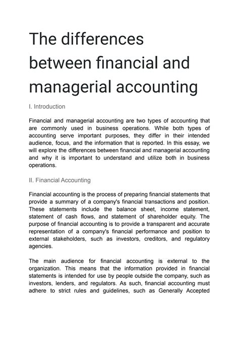 SOLUTION The Differences Between Financial And Managerial Accounting Studypool