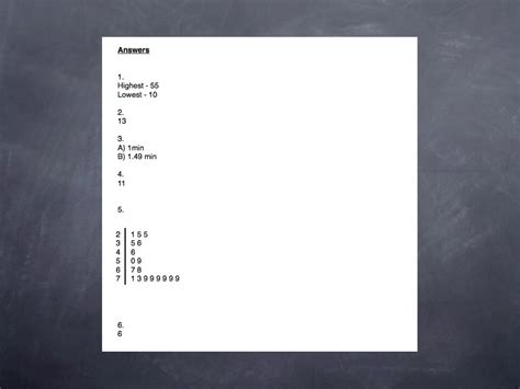 Stem And Leaf Graph KEY