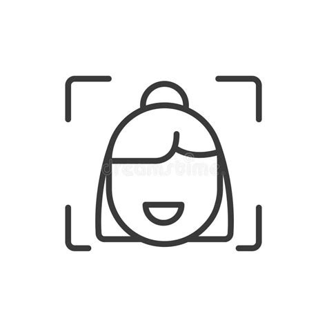 female face id icon in line design female face id recognition biometric technology