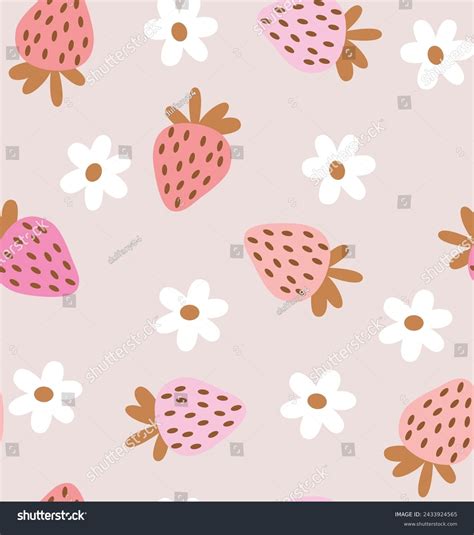 Pattern Fruit Flowers Strawberry Cute Girl Stock Vector Royalty Free