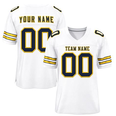 Custom White Navy Yellow Classic Style Authentic Football Jersey