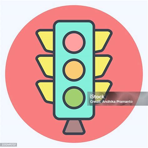 아이콘 신호등 빛 기호와 관련이 있습니다 색상 메이트 스타일 디자인 편집 가능 교통에 대한 스톡 벡터 아트 및 기타 이미지 교통 규칙 기념일 Istock