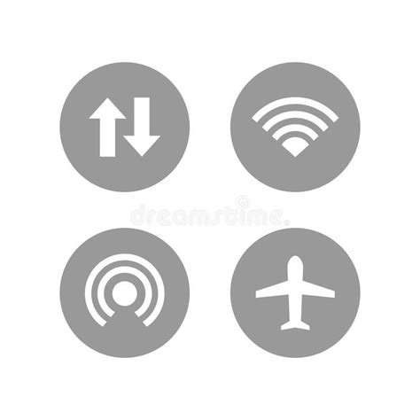 smart phone connection button icon set airplane mode wifi hotspot and mobile data connection