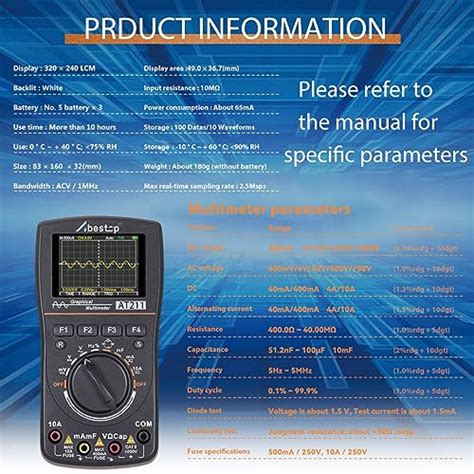 2 In 1 Oscilloscope Multimeter Function Digital Oscilloscope 1mhz Bandwidth