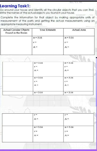 Learning Task1 Go Around Your House And Identify All The Circular