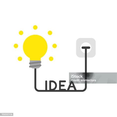 아이디어 케이블 Abd 플러그 콘센트에 연결 빛나는 전구 벡터 아이콘 개념 2차 도형에 대한 스톡 벡터 아트 및 기타 이미지