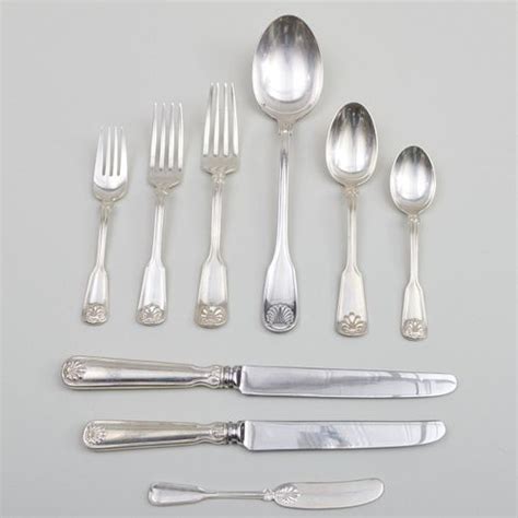 Tiffany And Co Silver Flatware Service In The Shell And Thread