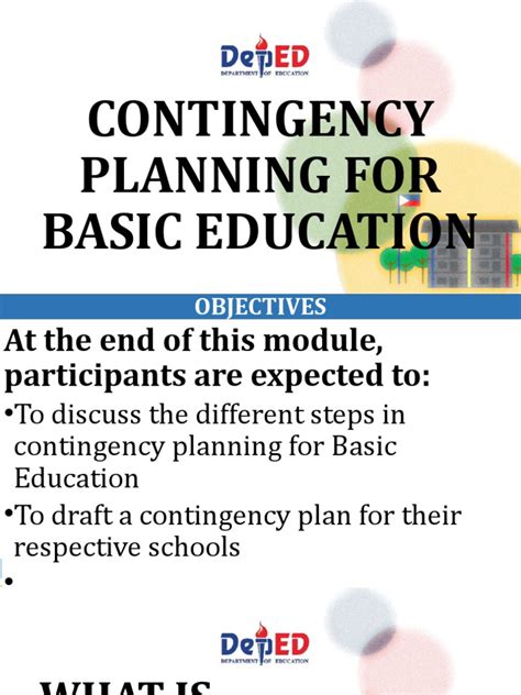 Developing A Contingency Plan For Basic Education Objectives Definition Why It Is Needed Key