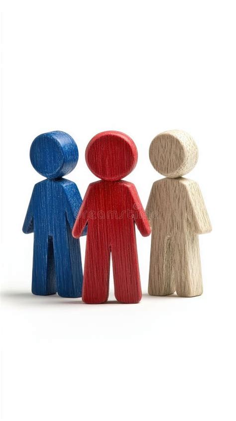 Colorful Wooden Figurines Representing Diversity And Community Unity Stock Illustration