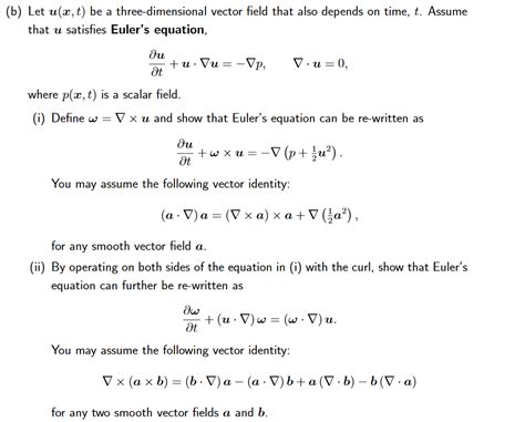 solved b let u x t be a three dimensional vector field