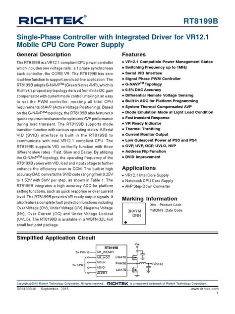 Single Phase Controller With Integrated Driver For Vr121 Mobile Cpu Core Power Supply Pdf