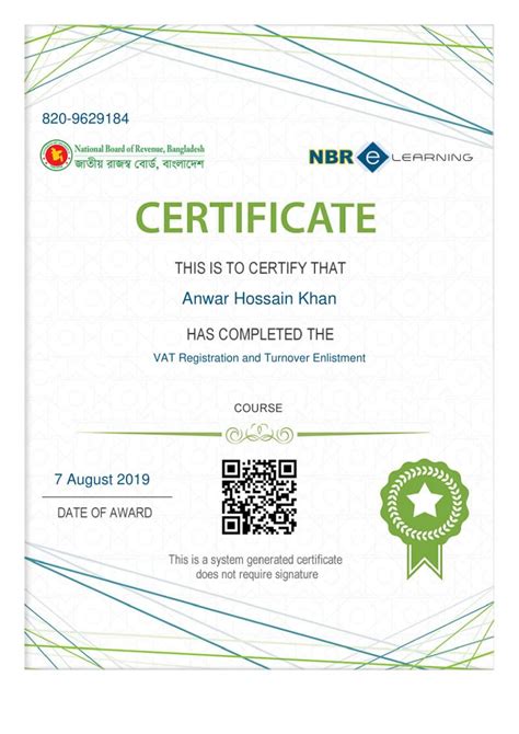 Anwar Hossain Khan On Linkedin Alhamdulillah I Have Successfully Completed The Online Nbr