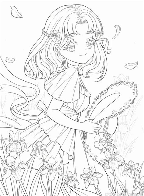 新手练习线稿 花与萌娘 动漫线稿手绘涂色集 90p 花瓣网 新手练习线稿 花与萌娘 动漫线稿手绘涂色集 90p 花瓣网