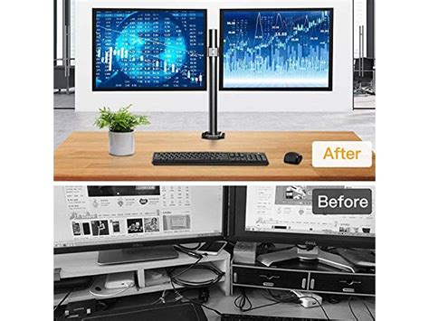 Huanuo Dual Monitor Stand Double Articulating Arm Monitor Desk Mount Adjustable Bracket With