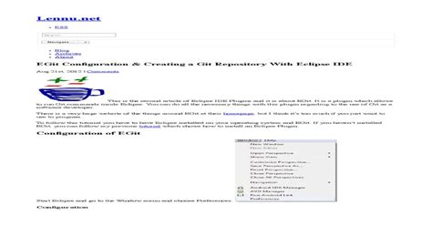 Download Pdf Egit Configuration And Creating A Git Repository With