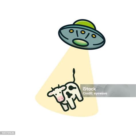 Ufo 는 암소 만화 고립 된 벡터 일러스트를 납치 광선에 대한 스톡 벡터 아트 및 기타 이미지 광선 날기 만화 Istock