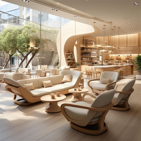 Elegant And Modern Cafe Interior Premium Ai Generated Image