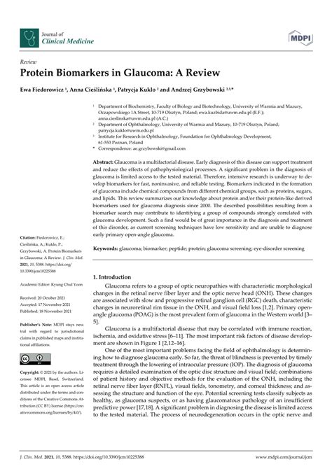 Pdf Protein Biomarkers In Glaucoma A Review