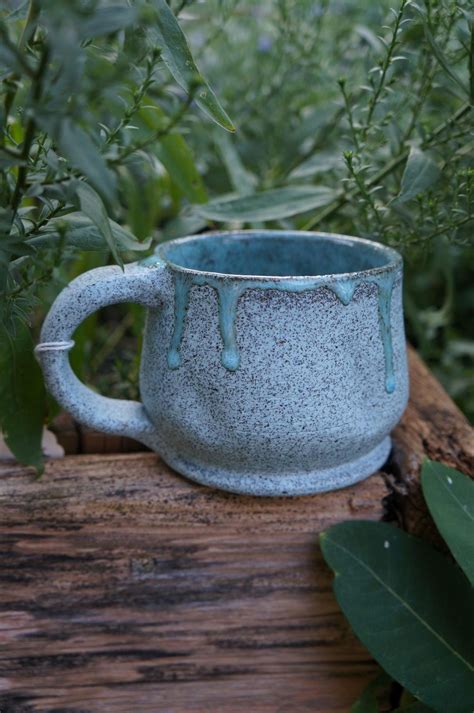 Blue Speckled Mug With Blue Glaze Etsy